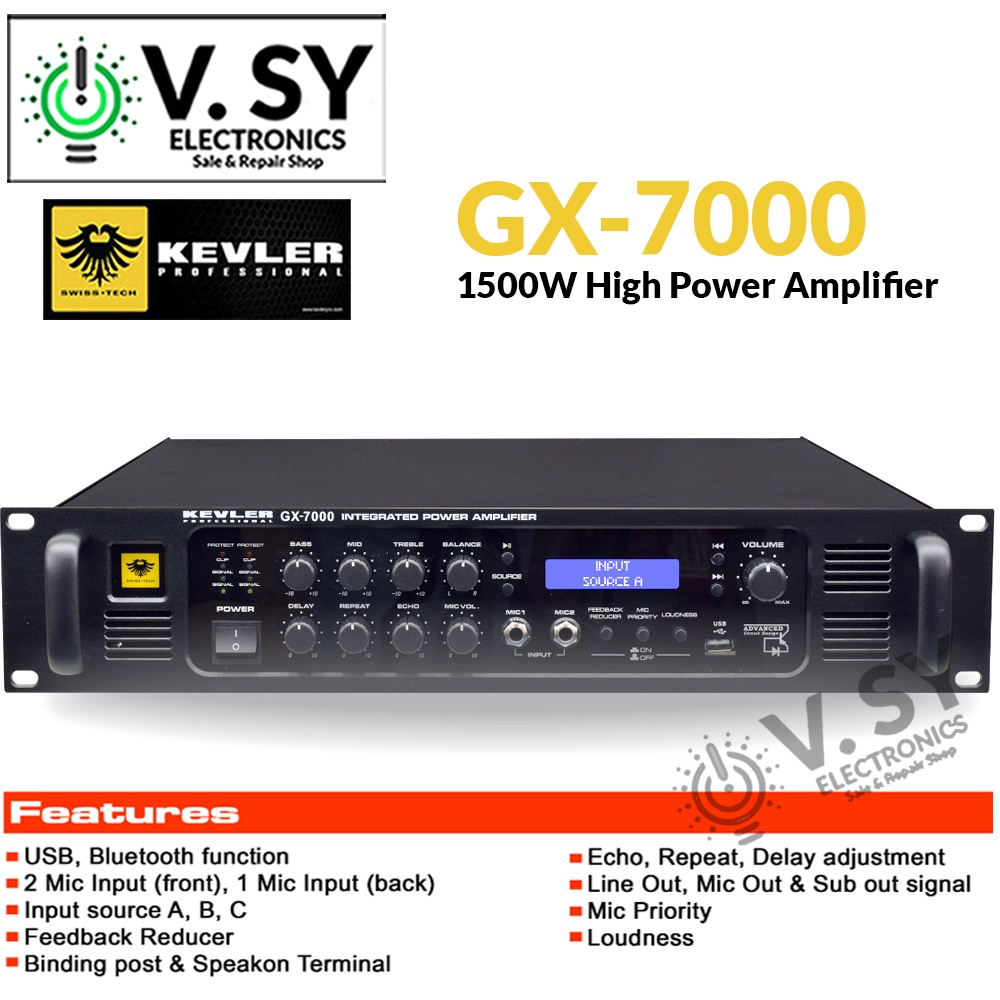 Kevler Professional GX-7000 1500 Watts 4-16 Ohms High Power Integrated ...