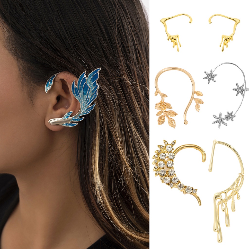 Kidslife-Ear Clip 3D Fish Tail Rhinestone Inlaid Fashion Jewelry Blue ...