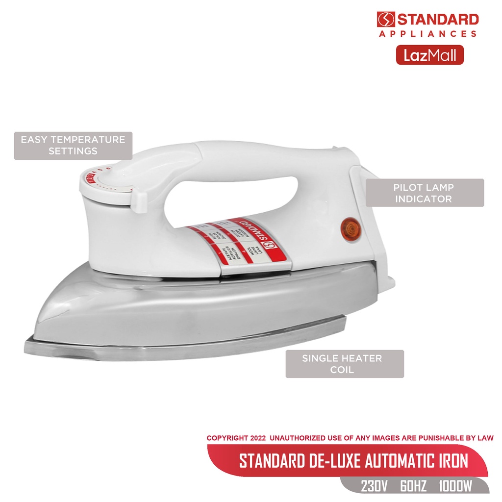 Standard DeLuxe Automatic Iron for Clothes 1000W | Shopee Philippines