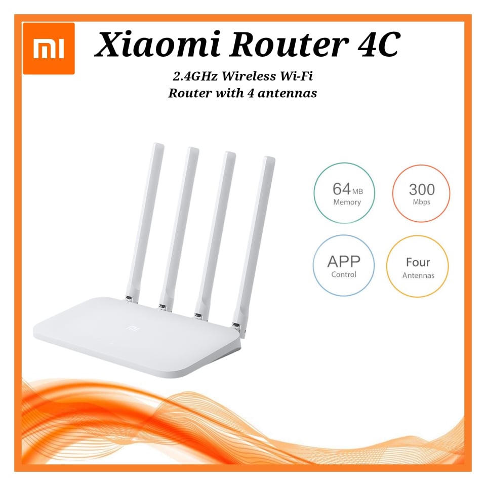 XIAOMI Mi Router 4C 300Mbps 2.4GHz Wireless Wi-Fi Router with 4 Antennas (White) | Shopee ...