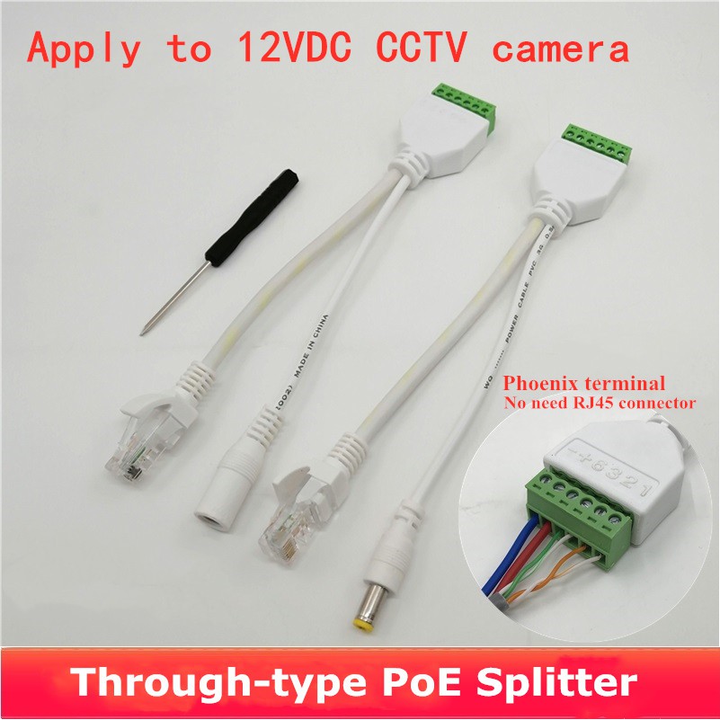Through-type PoE Splitter 12VDC PoE splitter with Phoenix terminal no ...