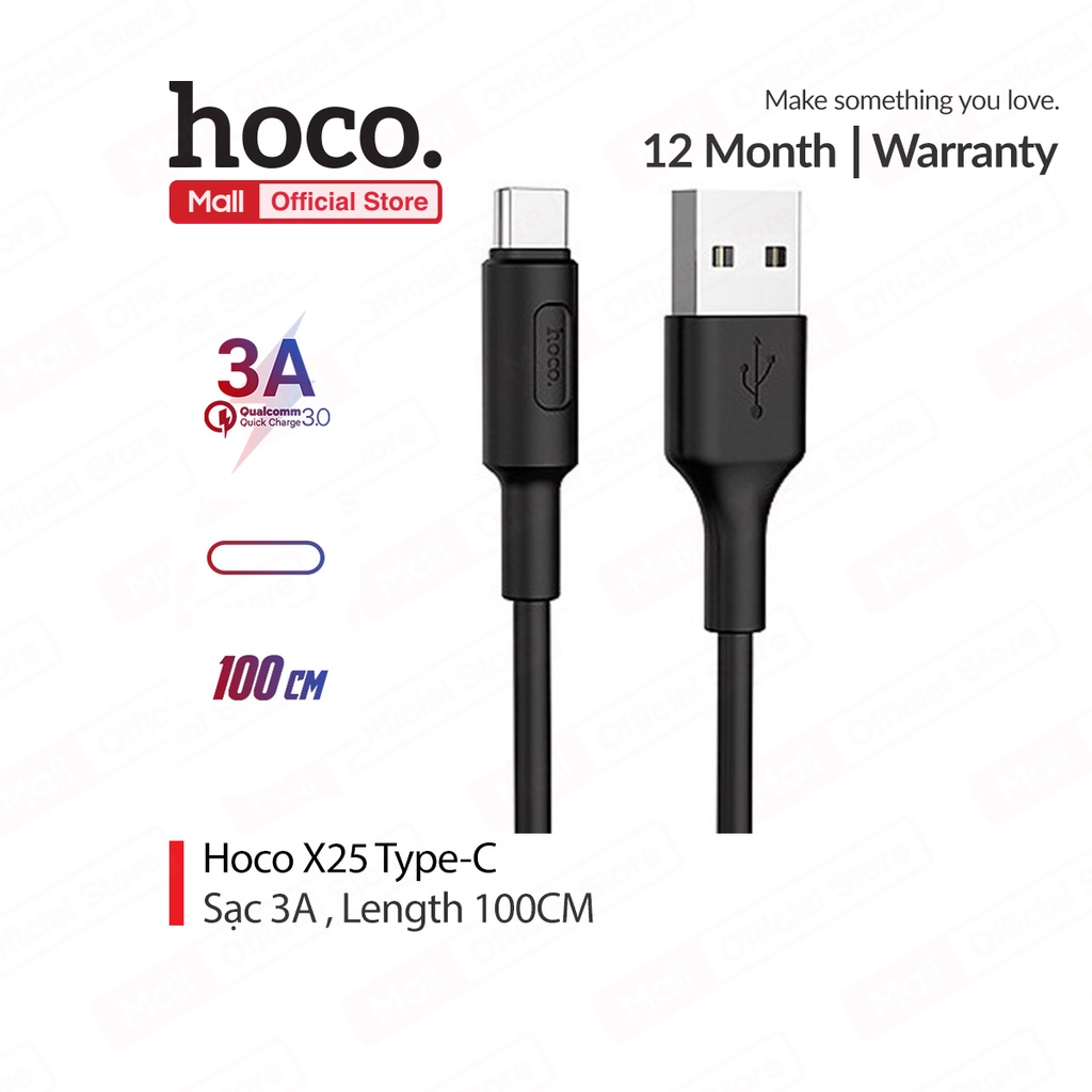 Hoco X25 Type-C 3A charging cable, super durable PVC wire, fast transmission speed for Android ...