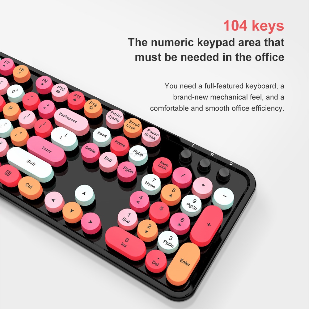 MOFII Sweet Mixed 2.4G Wireless Keyboard and Mouse Combo with Round ...