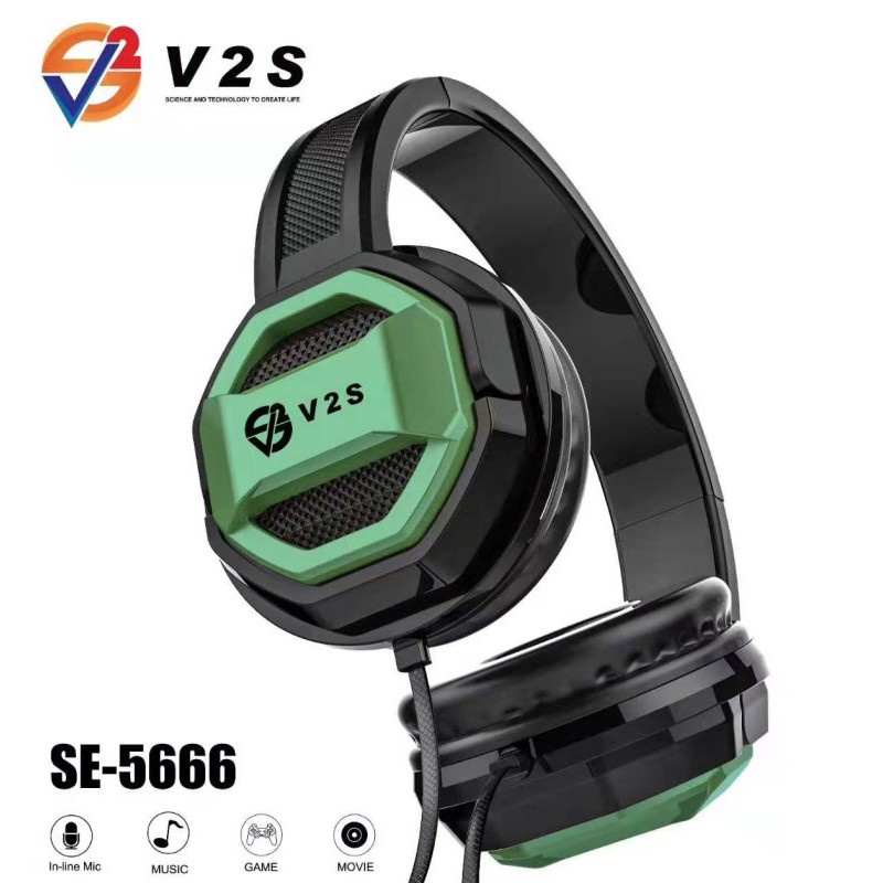 V2S SE5666 Universal Stereo Hi-fi Headphone 3.5mm Jack Wired PC ...