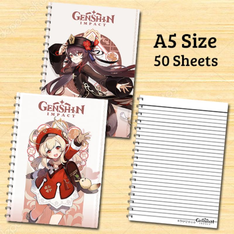 A5 Size Genshin Impact Notebook Pyro Element Stationary Journal Notes ...