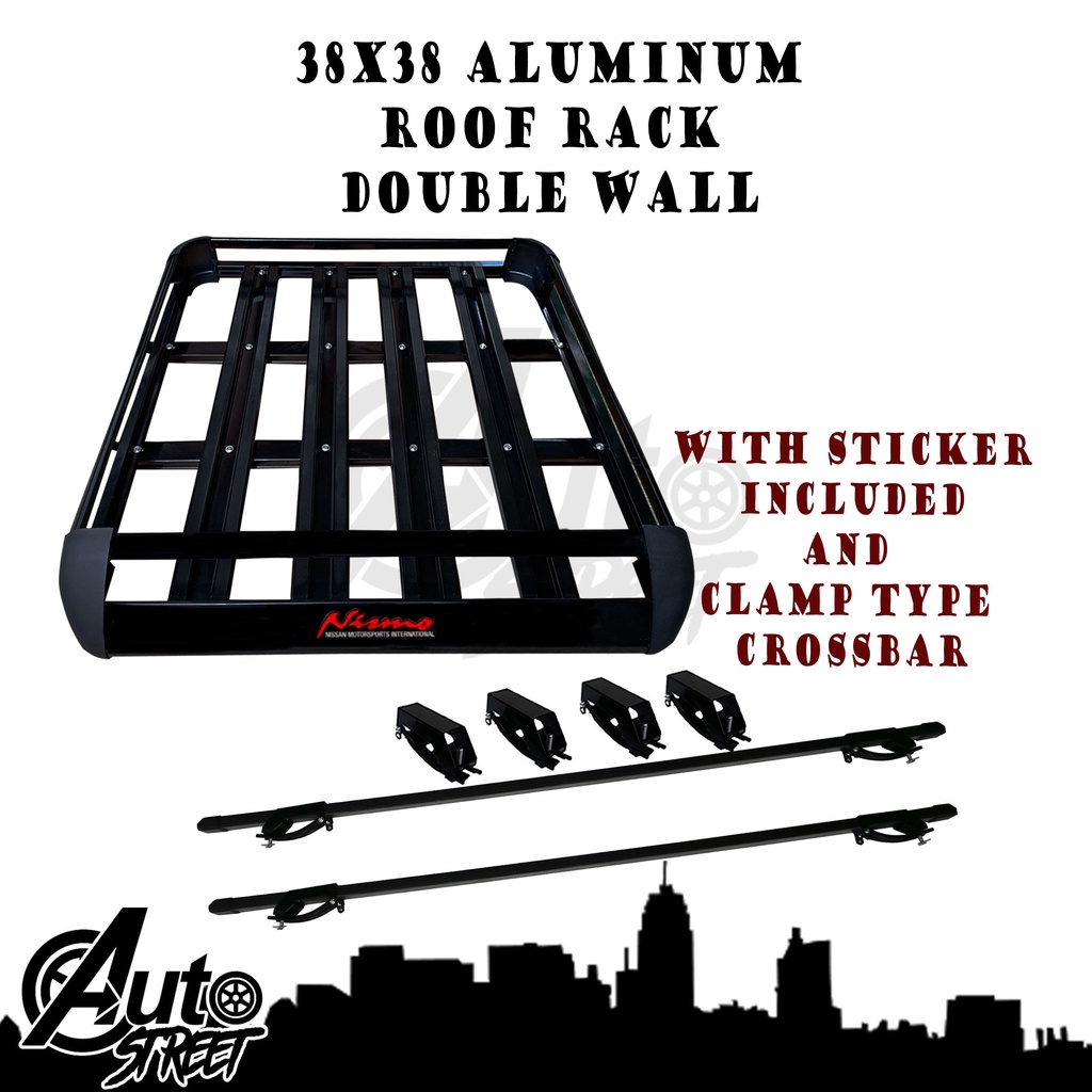 Aluminum Roof Rack Double Wall Basket Type 38x38 (BLACK) Bundle CLAMP ...