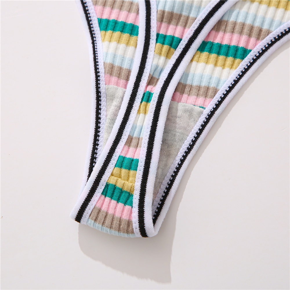 Finetoo 3 Pcs/Set Colorful Striped Cotton Women G-String Underwear ...