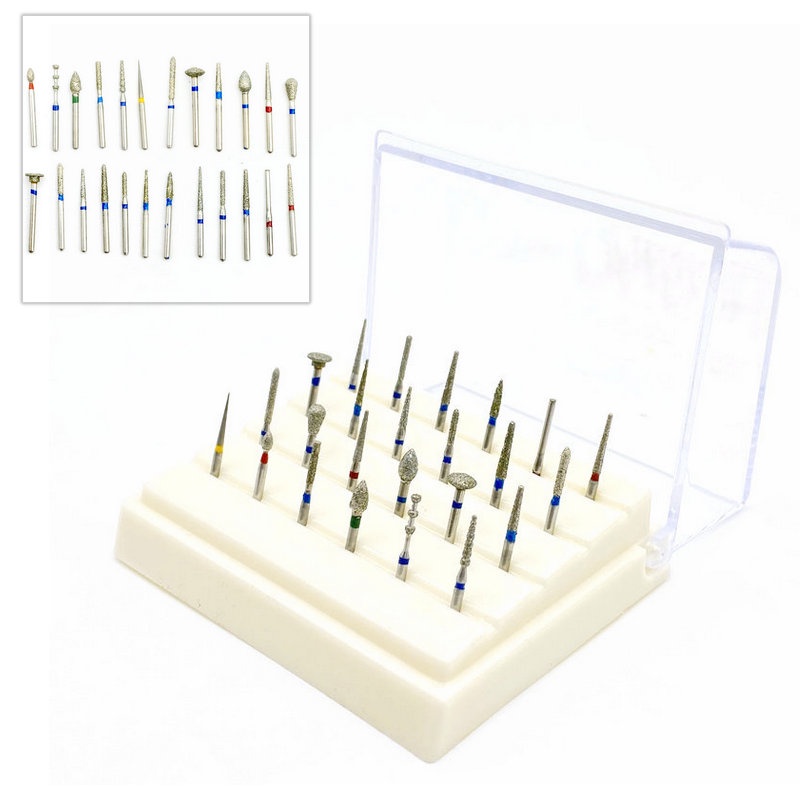 24Pcs FG1.6mm Dental Diamond Burs Set For Porcelain Shouldered Abutment ...