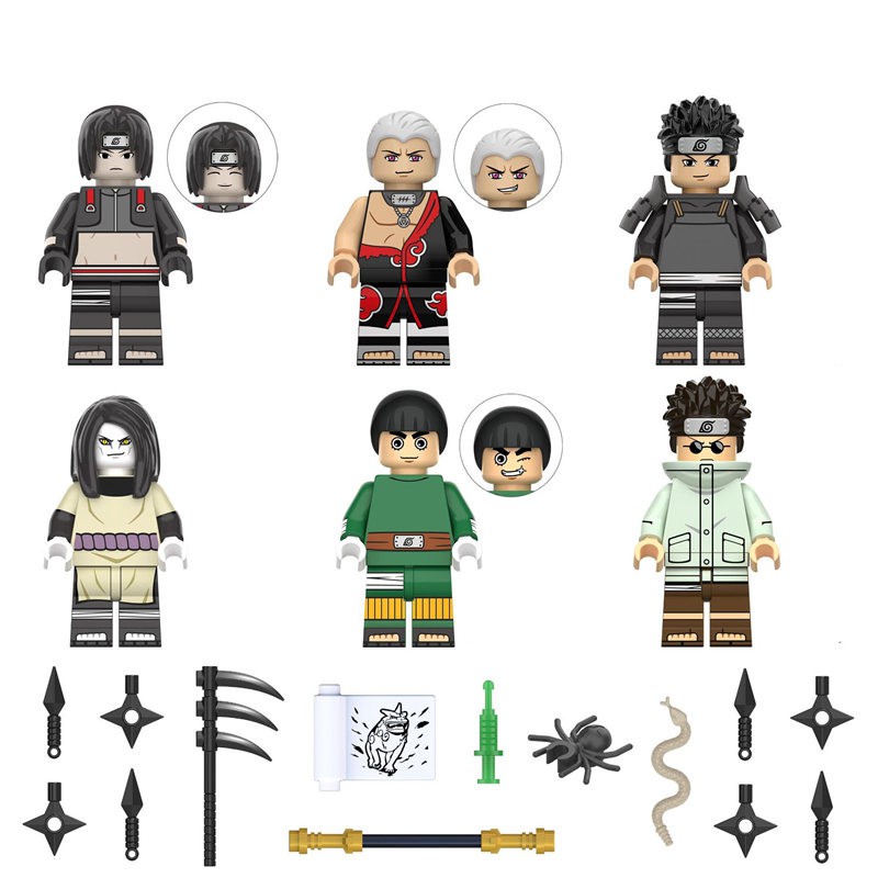 Lego assembly toy model of Naruto Aktski Rock Lee Orochimaru cartoon ...