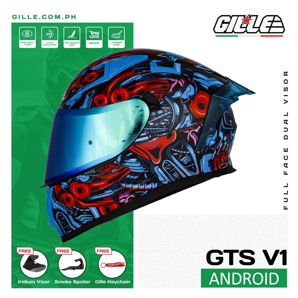 Gille GTS-V1 Series Android Full Face Motorcycle Helmet Dual Visor ...