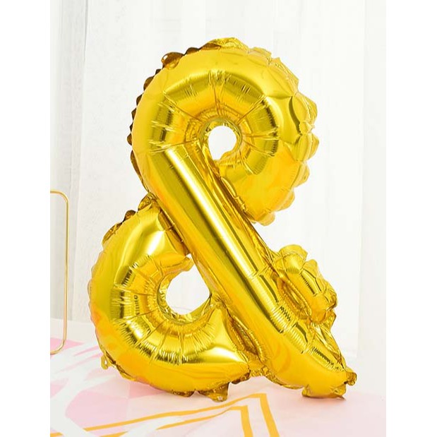 letter & Ampersand Sign Balloon 16” gold/silver/rose gold/blue/pink ...