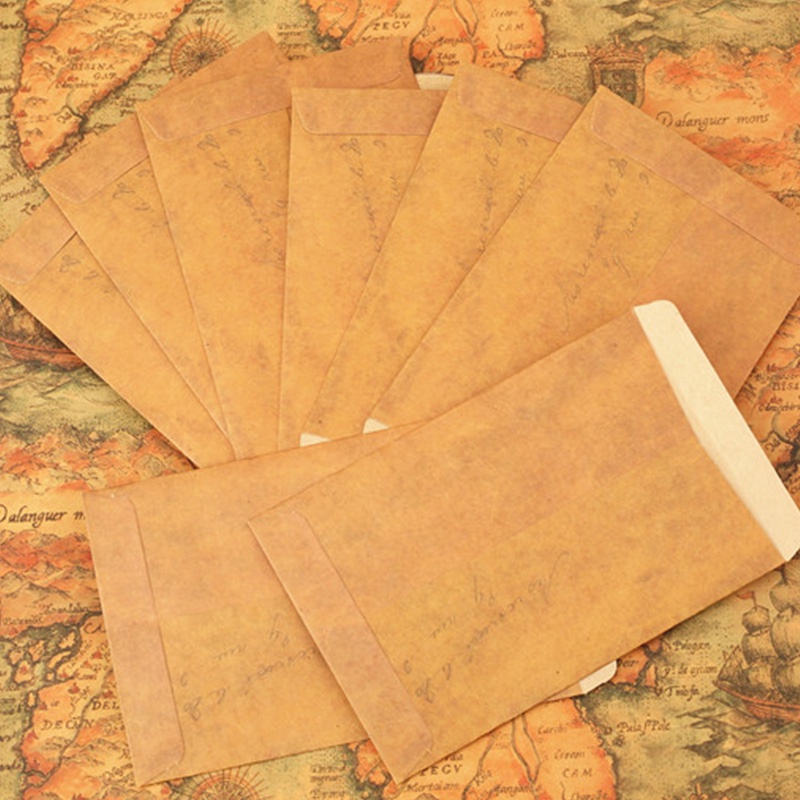 10 Pcs Retro Kraft Envelopes Set Literary Classical Pure Color Paper ...