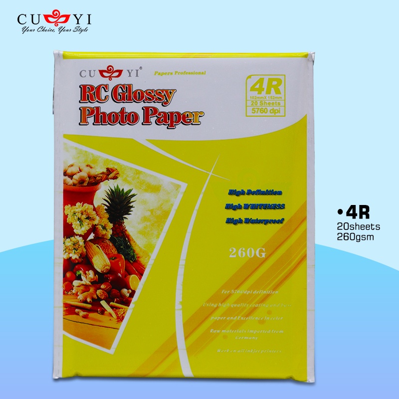 CUYI RC Glossy Photo Paper 260gsm 3R 4R 5R A4 Size | Shopee Philippines