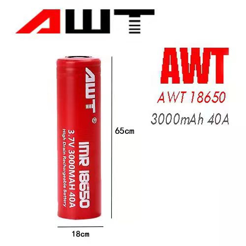 AWT 18650 Red 3000mAh 40A High Drain Rechargeable Batteries | Shopee ...