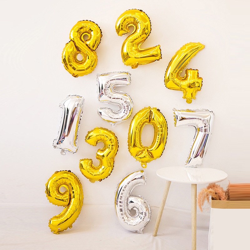 16inch Gold Silver Rose gold Number Balloon Party Balloons Birthday ...