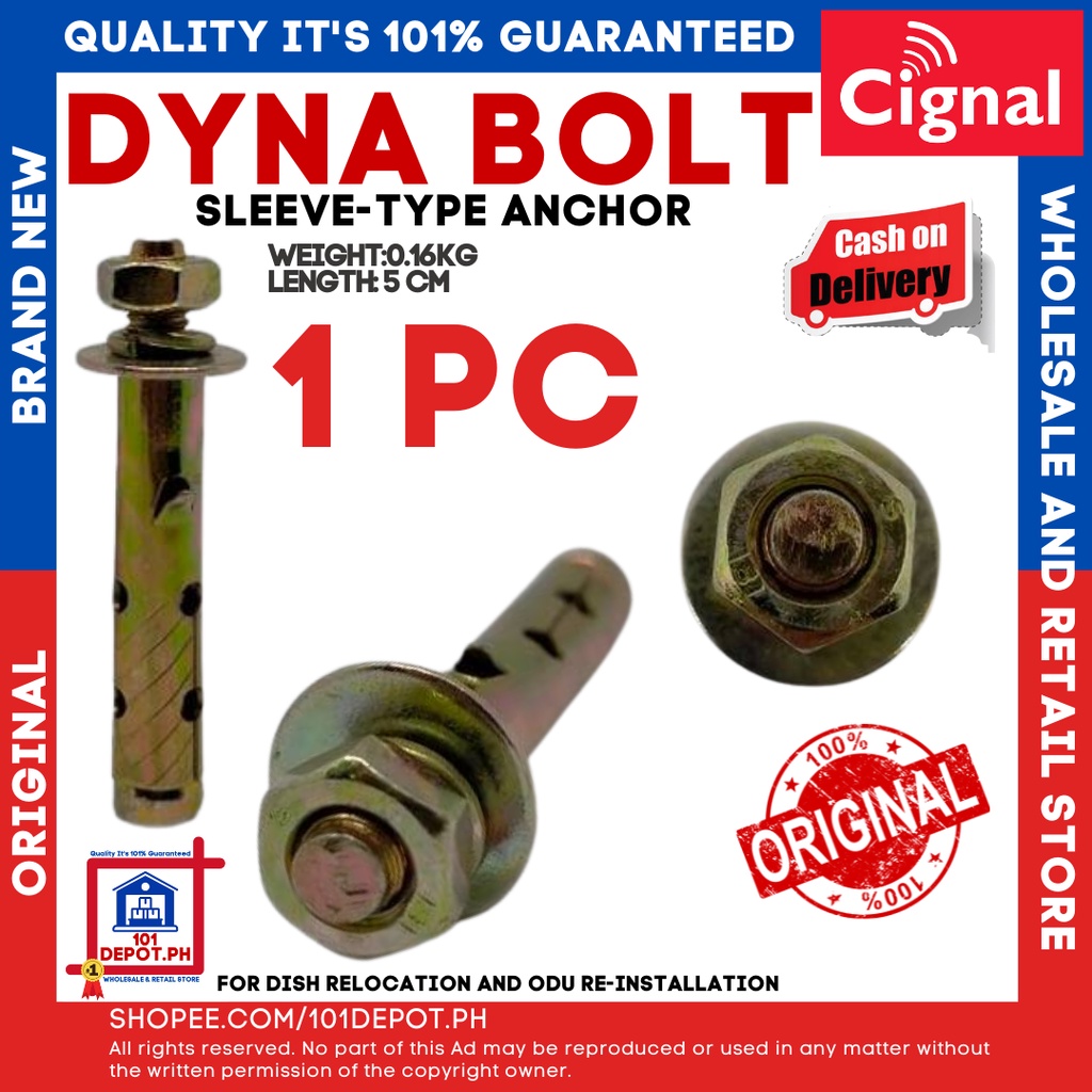 ORIGINAL DYNA BOLT (5 cm) FOR ODU INSTALLATION AND DISH RELOCATION | Shopee Philippines