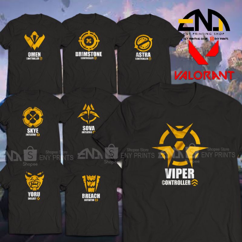 Valorant's Agent Shirts 1st 8 designs (Black Fabric) | Shopee Philippines