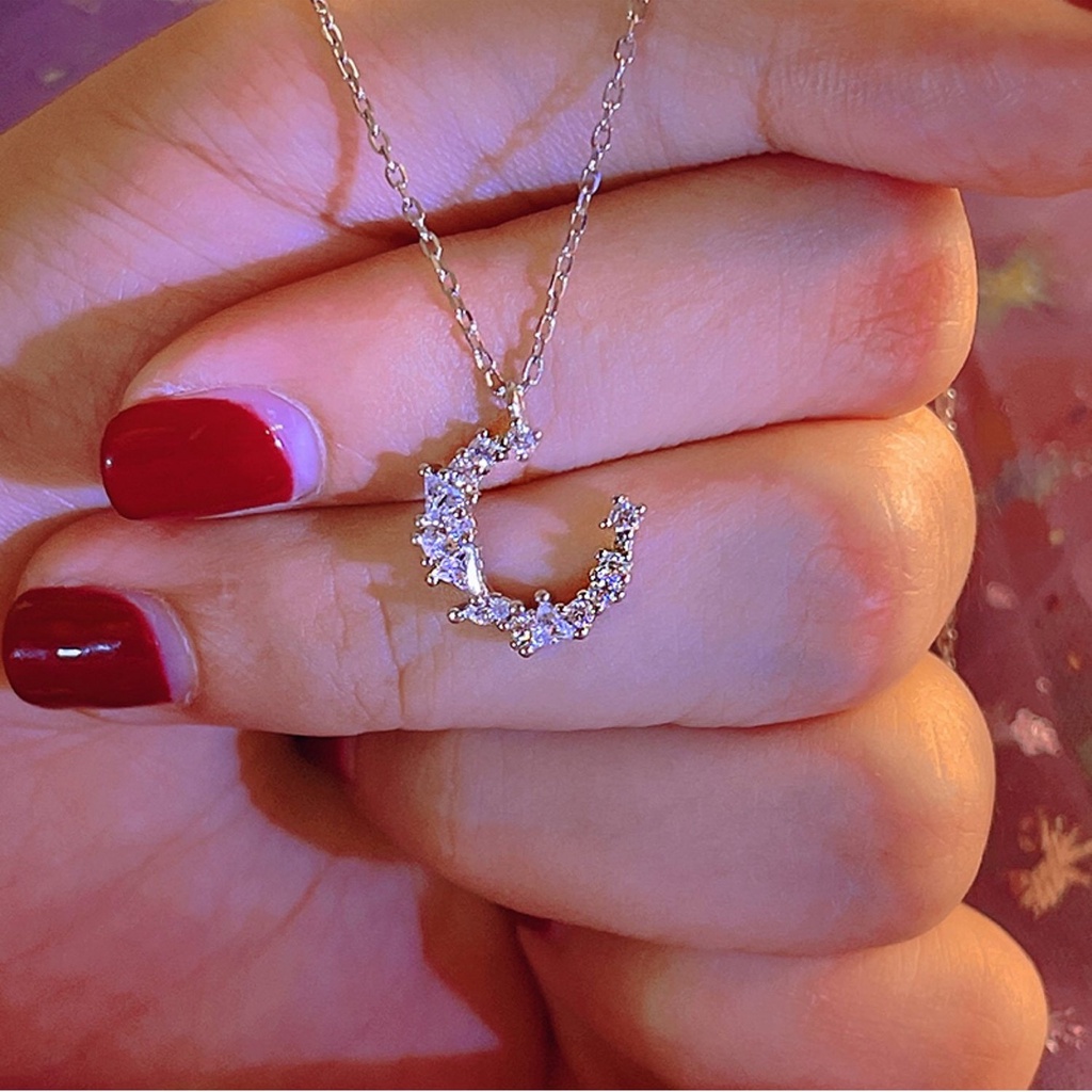 [24 hours delivery] Sterling silver moon necklace light luxury niche ...