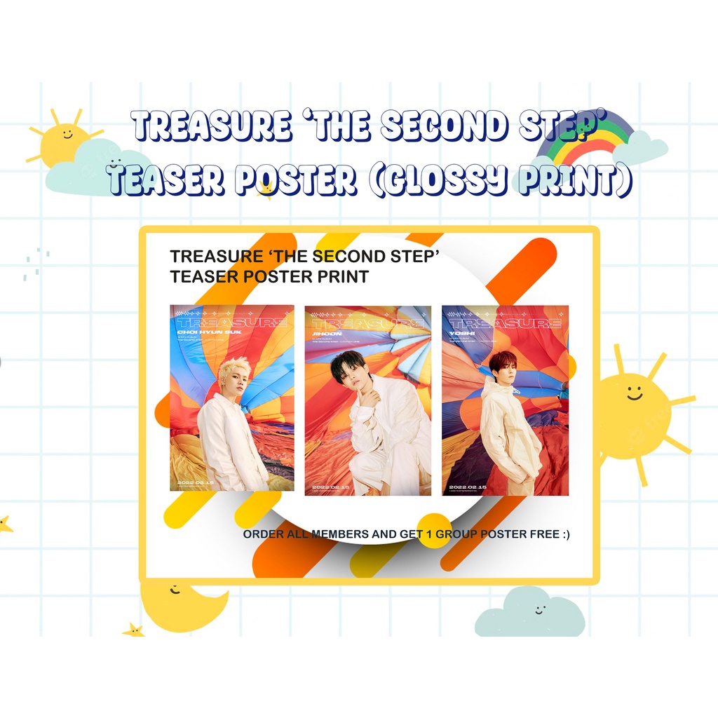 TREASURE 'THE SECOND STEP' TEASER POSTER (3PCS, GLOSSY) | Shopee ...