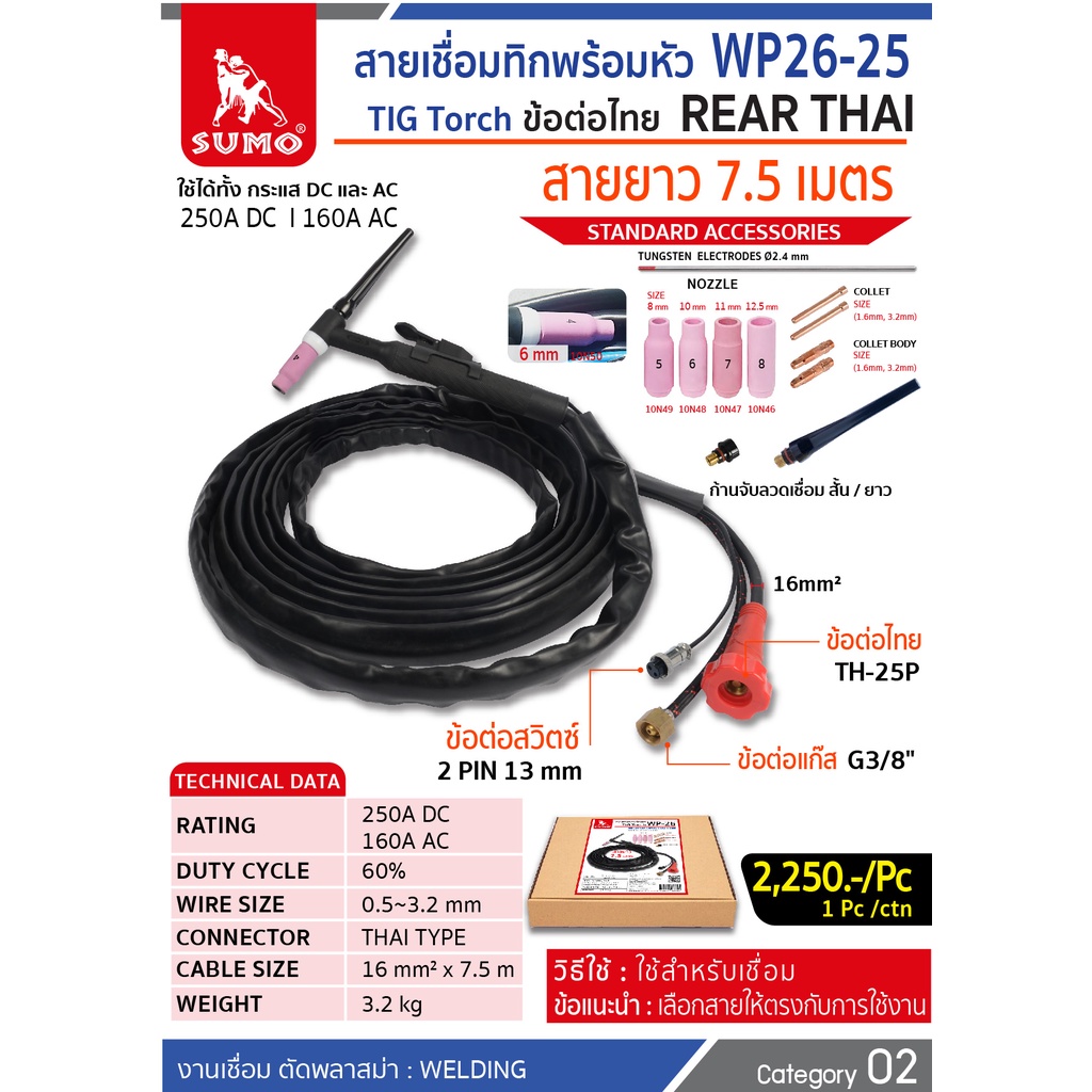 TIG Welding Cable With SUMO WP26-25 Thai Connector | Shopee Philippines