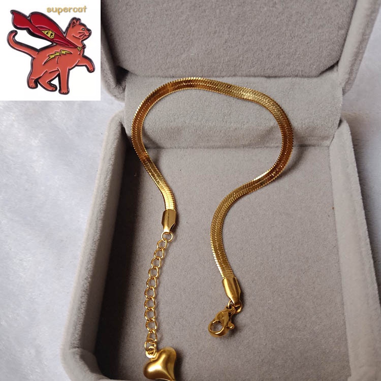 Original pure 18k Saudi gold pawnable snake bone anklet small peach ...