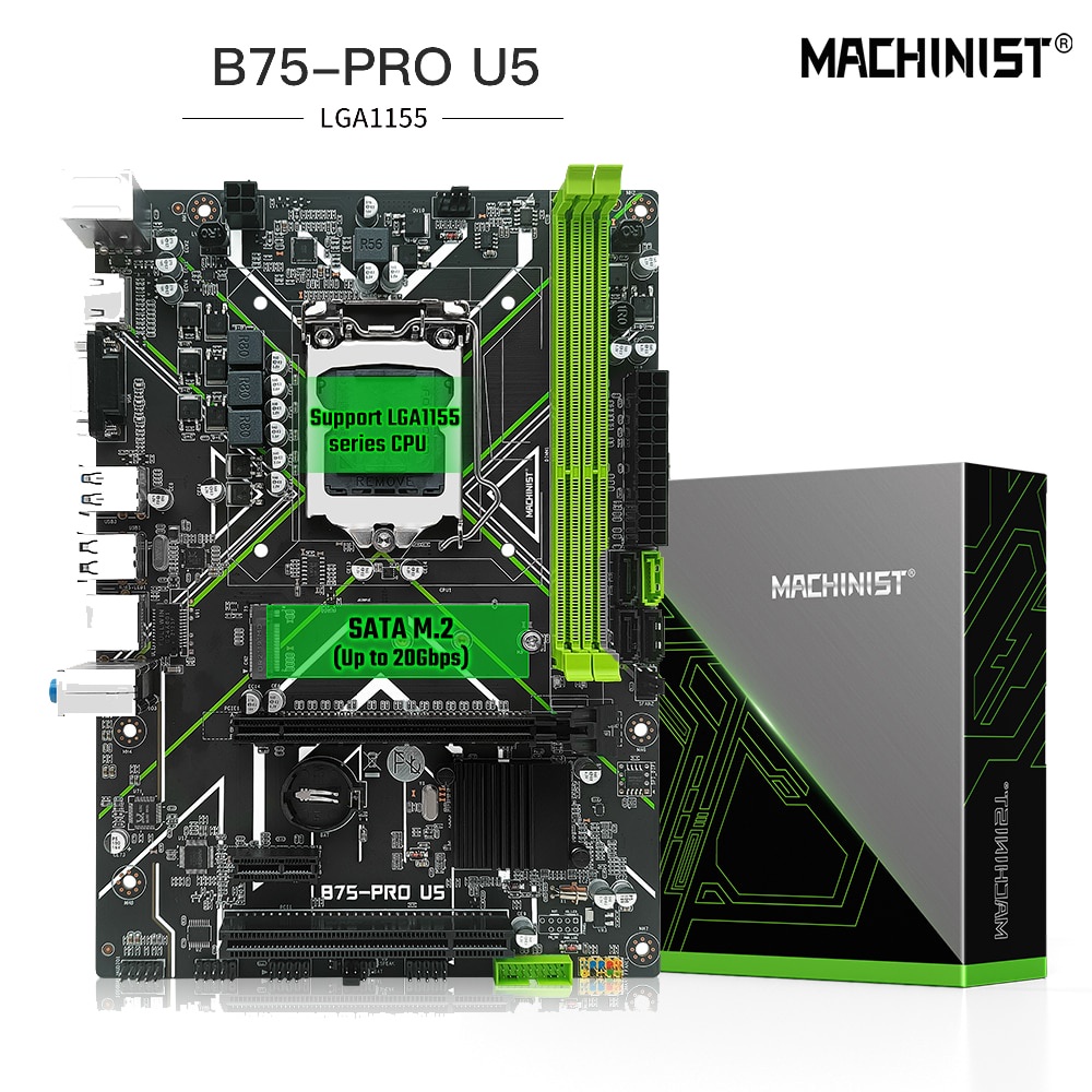 MACHINIST Motherboard B75 LGA 1155 Support Intel i3/i5/i7 Series CPU ...