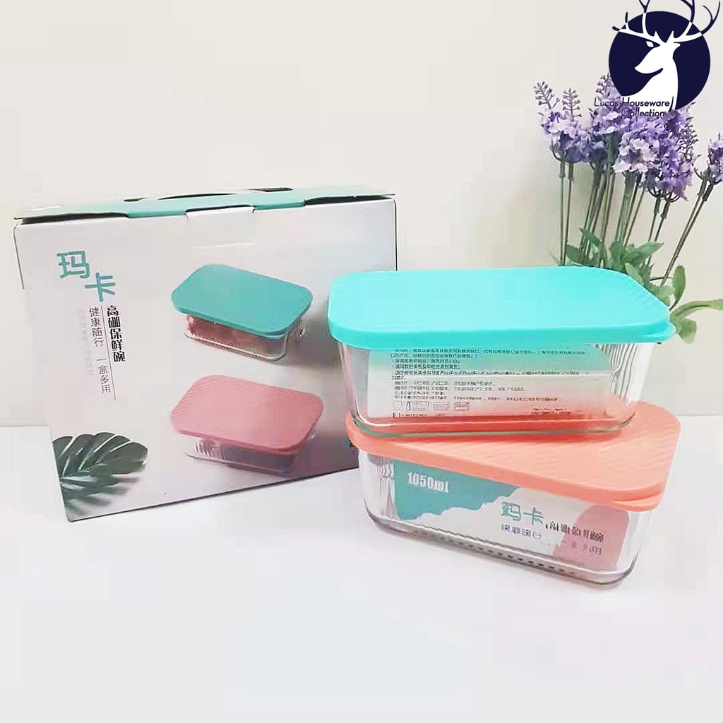 GLASS FOOD KEEPER 1050ML FOOD STORAGE FOOD CONTAINER & DISPENSER LUNCH ...