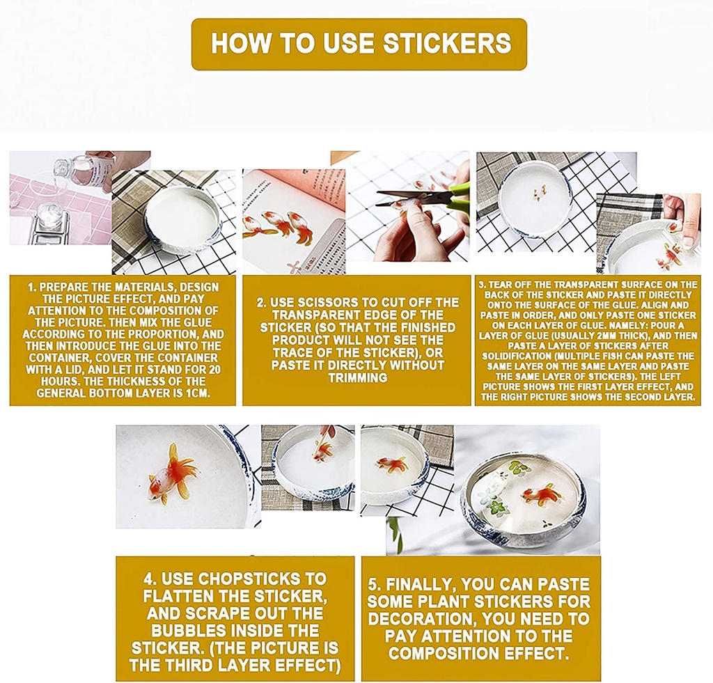 3D Goldfish Koi Pond Clear Film Sticker Simulation Resin Decorative ...