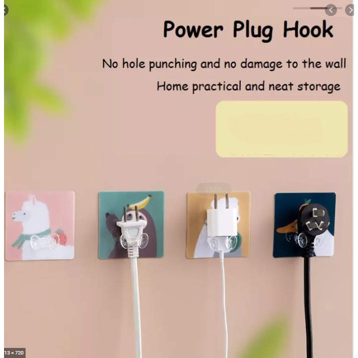 Strong Adhesive Hook Power Plug Socket Holder Wall Mounted Cartoon ...