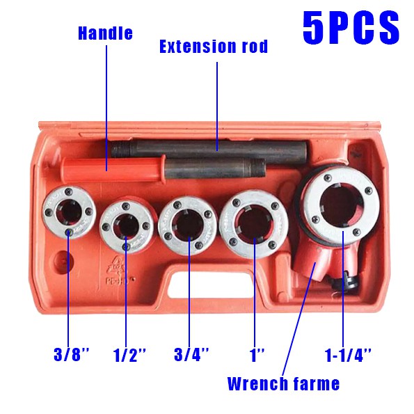KLSU Ratchet Pipe Threader Kit, Ratcheting Pipe Threading Tool Set w/ 7 ...