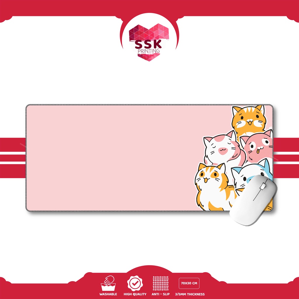 Cats Pattern Design Extended Mousepads | KAWAII Cat Long Mousepad ...