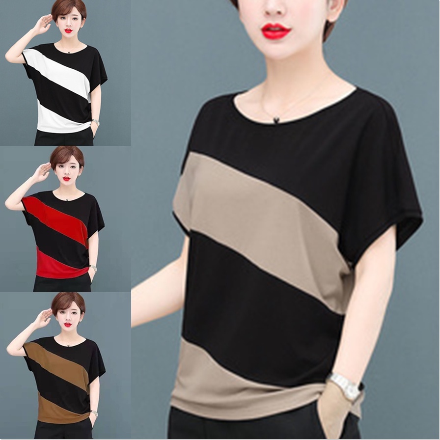 Plus Size Short Sleeved Womens Loose Korean Style Bat Sleeve Top ...