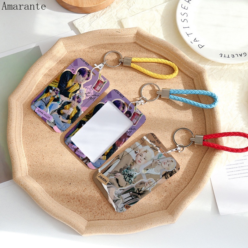 AMA KPOP DECO KIT Card Holder with Keychain Push-pull Slide Card Idol ...