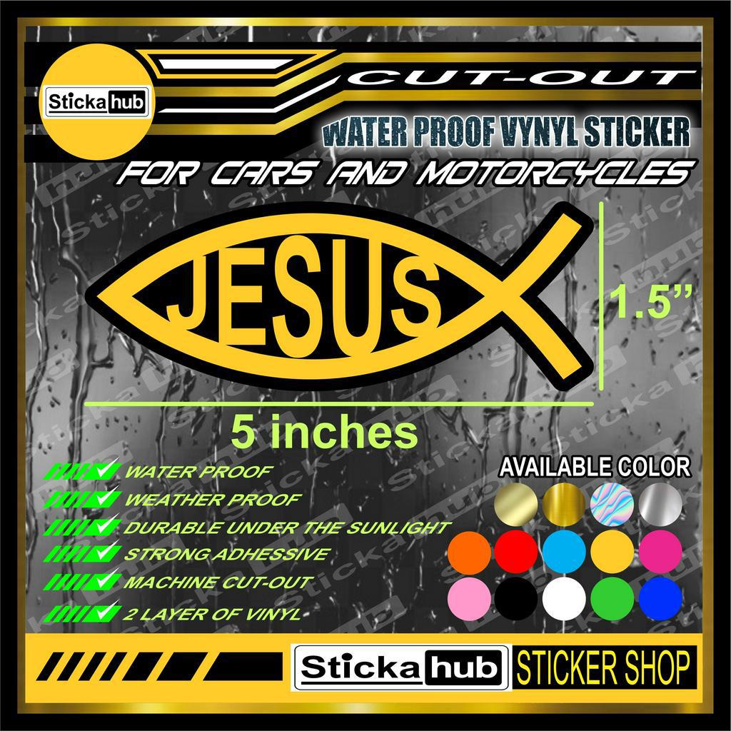 JESUS FISH STICKER FOR CARS AND MOTORCYCLES, JESUS FISH SYMBOL STICKER ...
