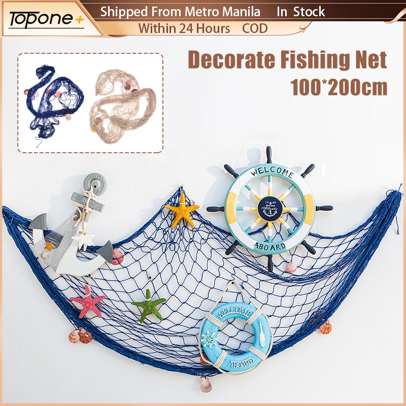 Wall Hanging Fishing Net Decoration Mediterranean Sea Shell Style Home ...