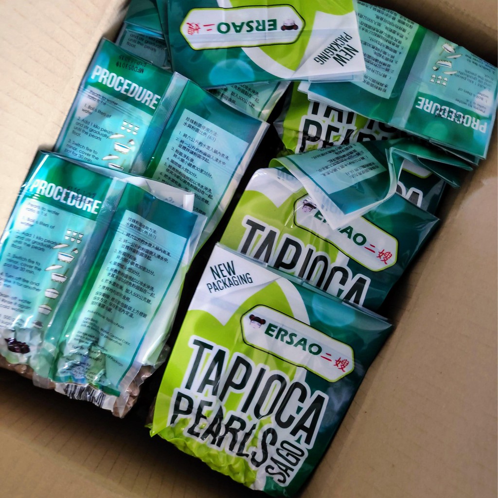 1 Box Ersao Black Tapioca Chewy Sago For Milk Tea And Shake Pearls 20 ...