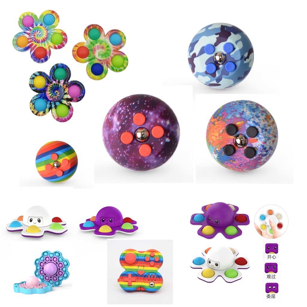 Pop It Octopus Fidget Spinner Rotating Face Changing Tiktok Emoji ...