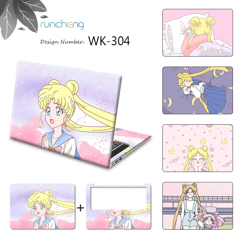 2PCS Sailor Moon Anime Notebook Sticker Notebook Skin PVC Computer ...
