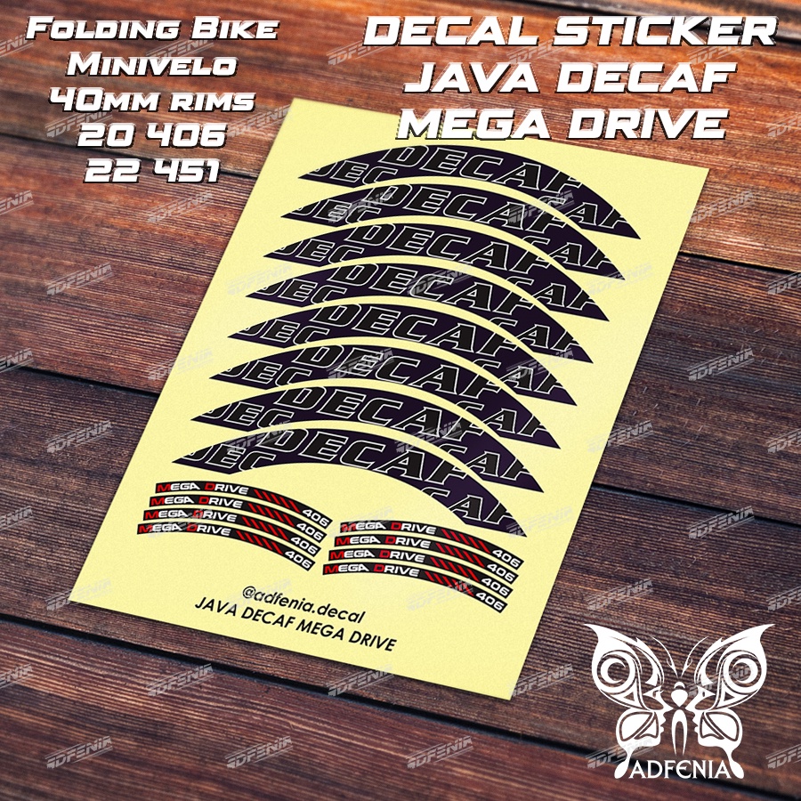 Decal Sticker Java Decaf Mega Drive Sticker Rims/Rim Folding Bike ...