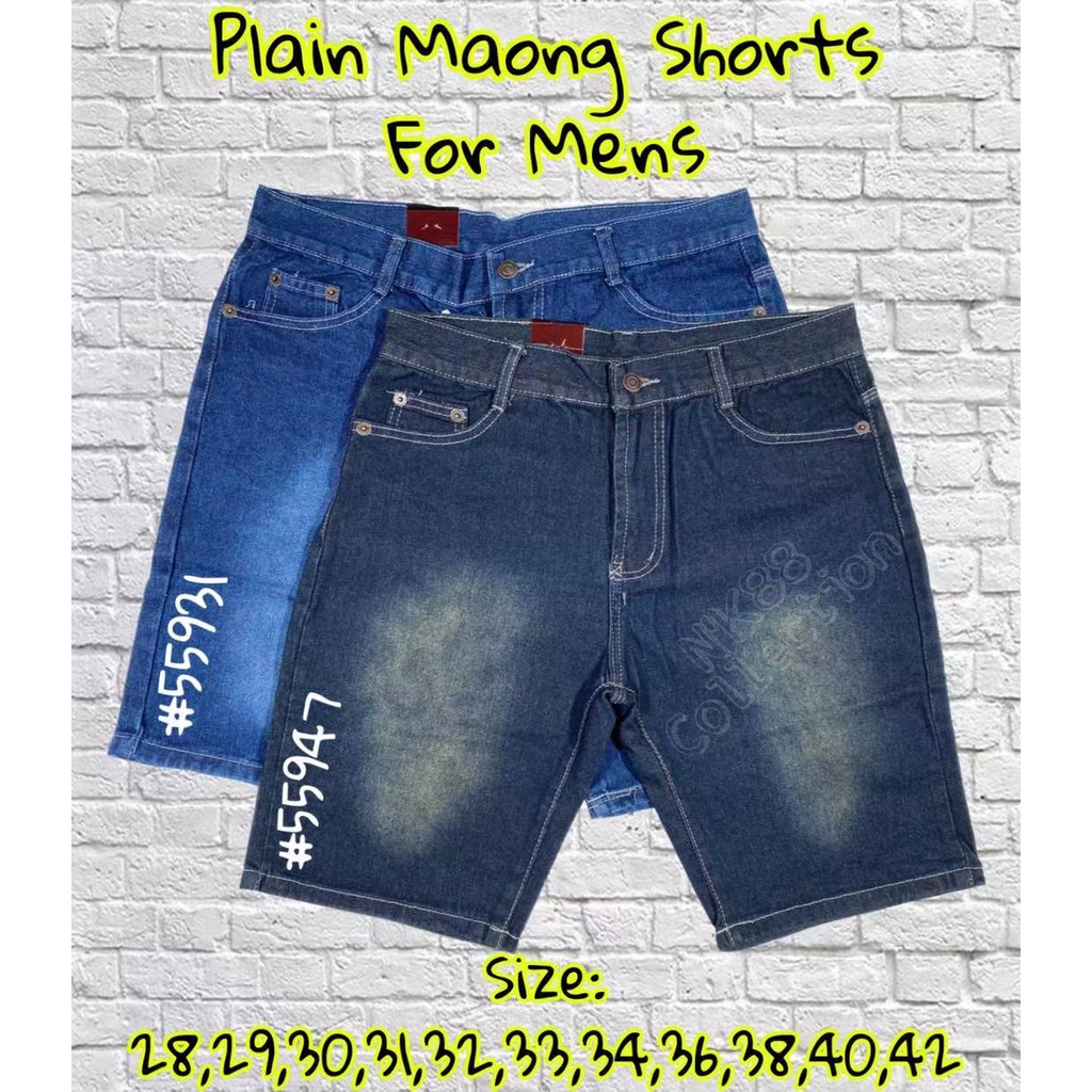 Plain Maong Shorts For Mens (#55947/#55931) | Shopee Philippines