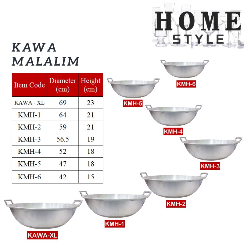 Home Style High Quality Aluminum Big Size Kawa Malalim #3, #4, #5, #6 ...