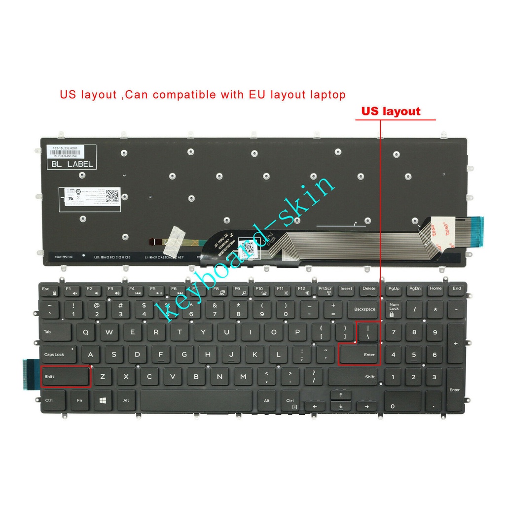 New US Keyboard with Backlit For DELL Latitude 3590 Vostro 5568 7570 ...