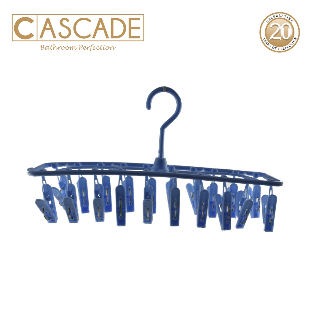 Cascade Rectangular Hanger with 20 clips in Blue Made of PP Plastic ...