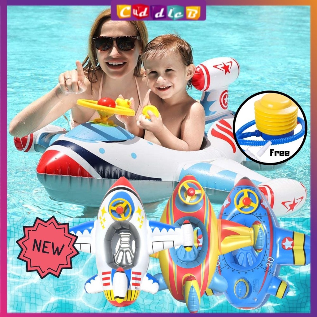 CuddleB Inflatable Airplane Swimming Float Seat Boat Pool Swim Ring For ...