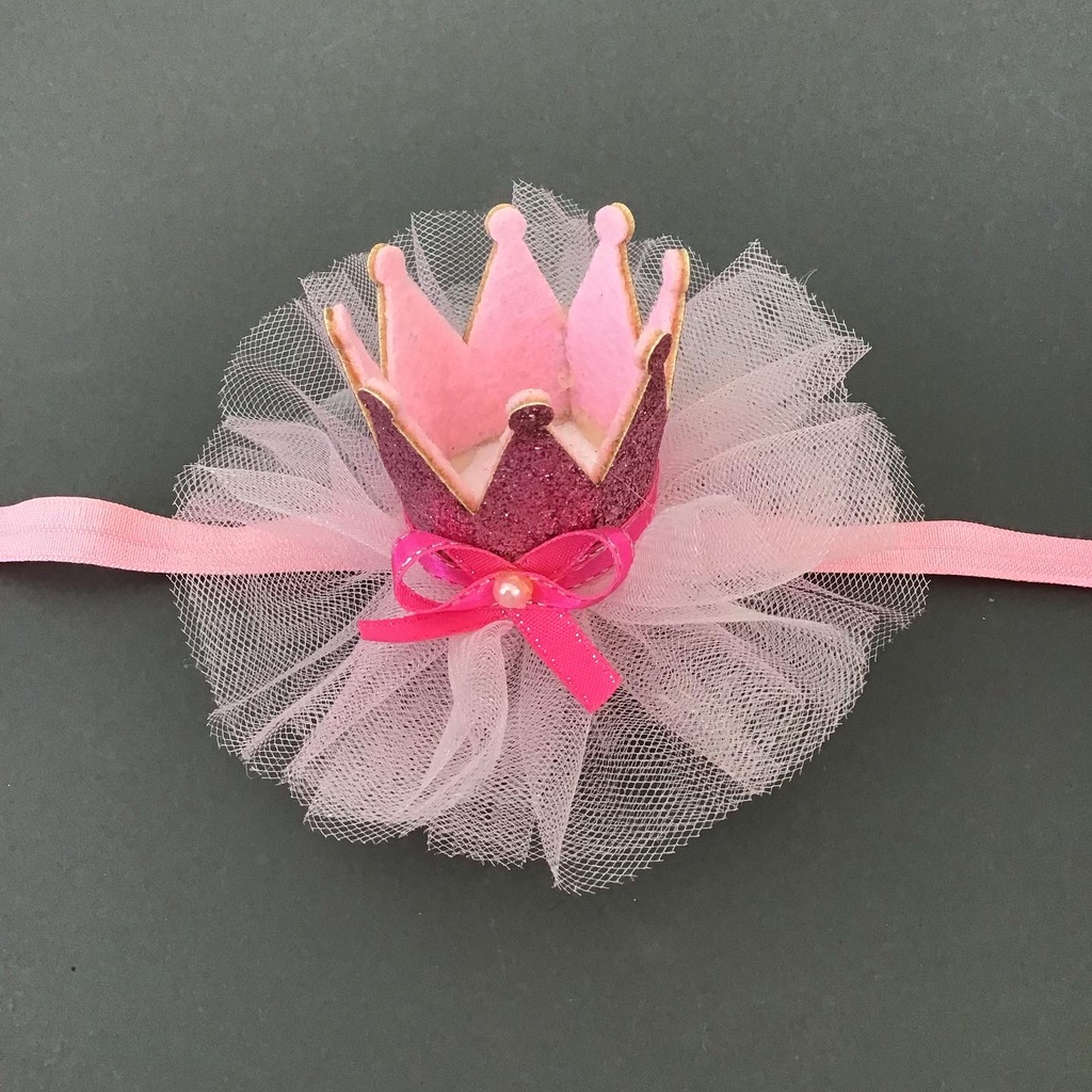 Charlotte Crown with Tulle on Softband Headband - Momcbows Crown ...