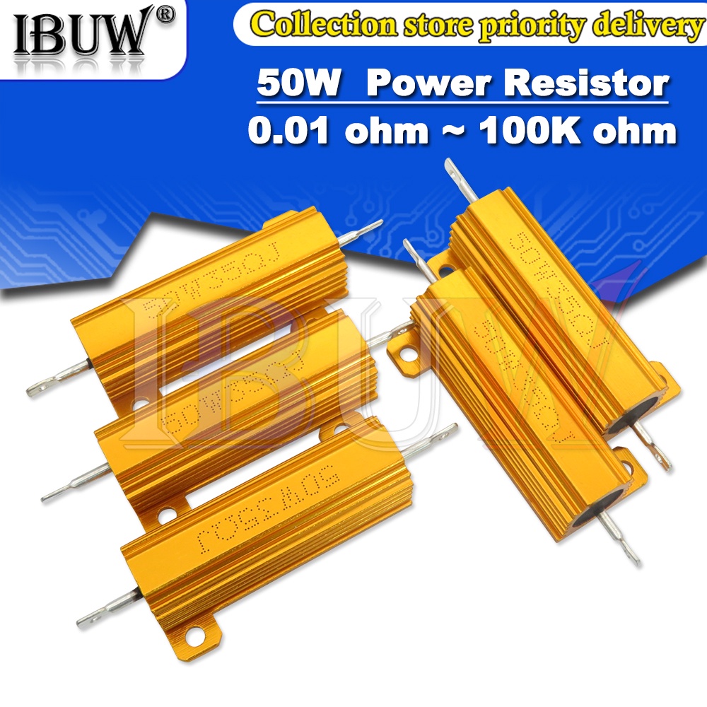1pcs 50W Aluminum Power Metal Shell Case Wirewound Resistor 50R ~ 100k ...