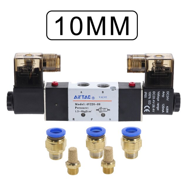 AIRTAC 4V220-08 5 Way 2 Position 1/4" Pneumatic Solenoid Valve DC12V ...