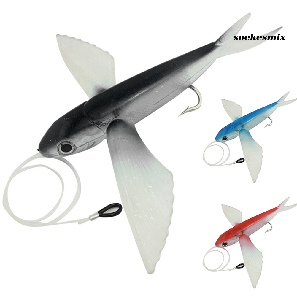 SX Seawater Boat Fishing Bait Big Wings Flying Fish Tuna Baits Soft ...