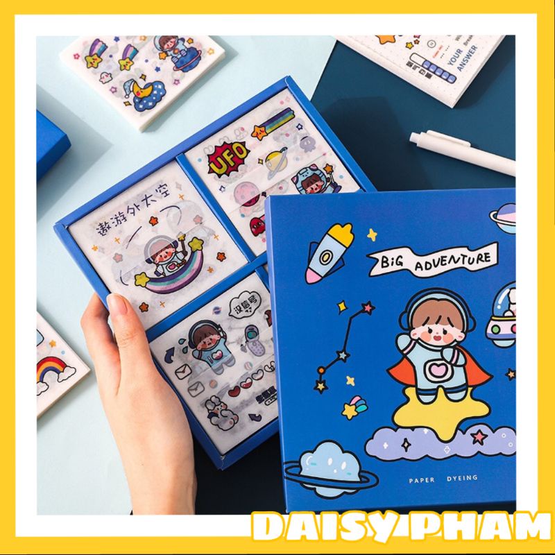 Box Of 1000 Stickers Of Cosmic Sample washi Paper (1 Box Of 100 Square ...