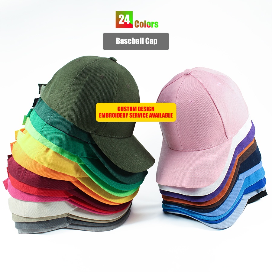 24 Colors Plain Baseball Cap 100% Polyester Fabric Sun Protective Hat ...